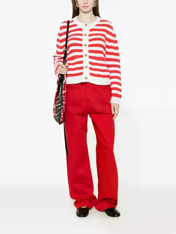 ALLUDE Striped Buttoned Cardigan