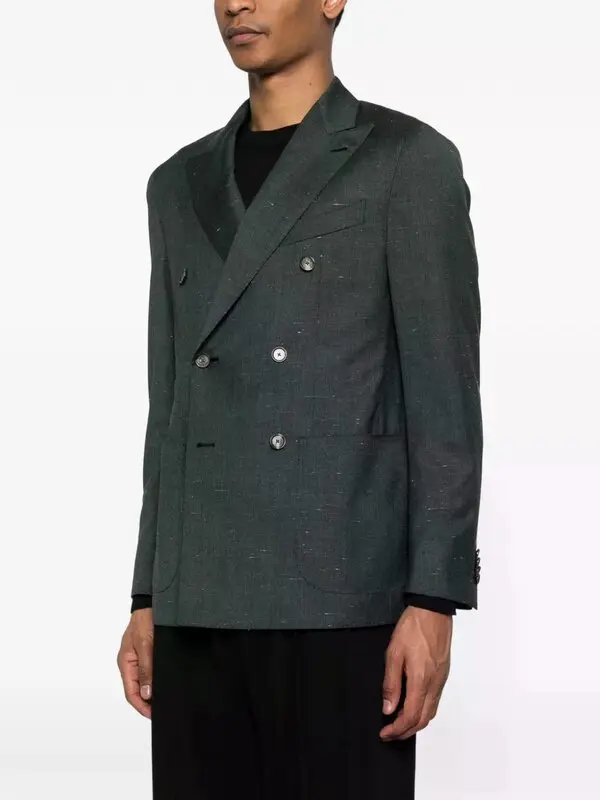 Caruso Double-breasted Blazer - Green