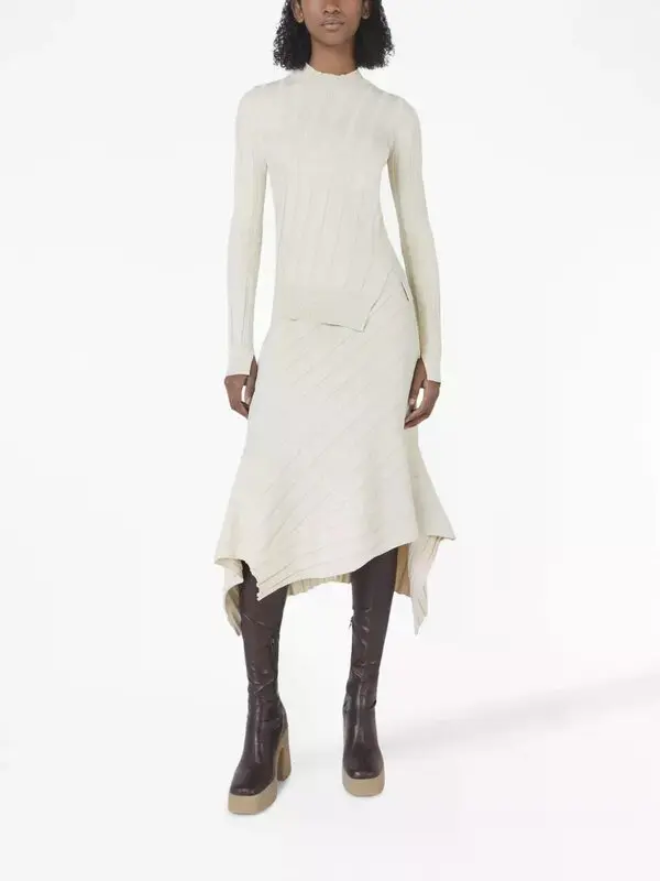 Stella McCartney Asymmetric-hem Knit Jumper - Neutrals