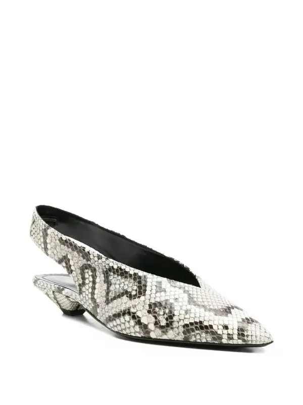 SERGIO ROSSI Beak Slingback Pointed Pumps - Grey