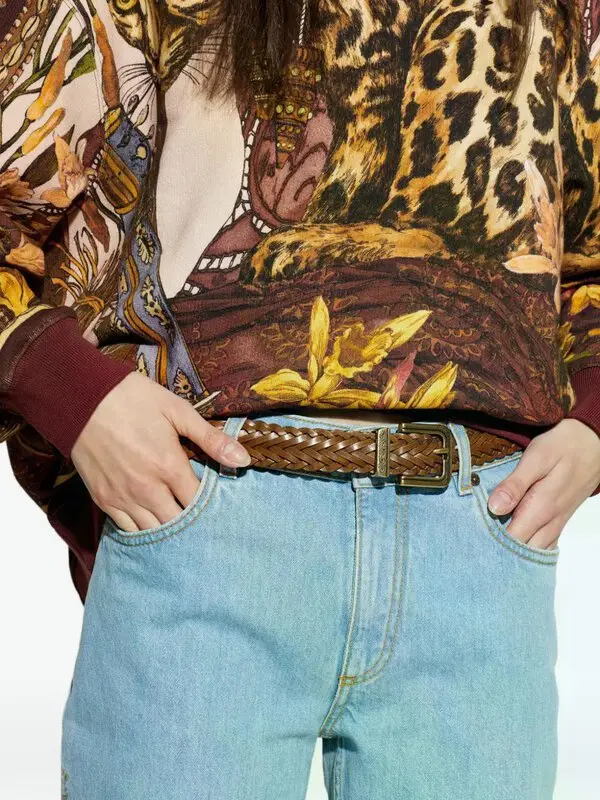Etro Woven Leather Belt - Brown