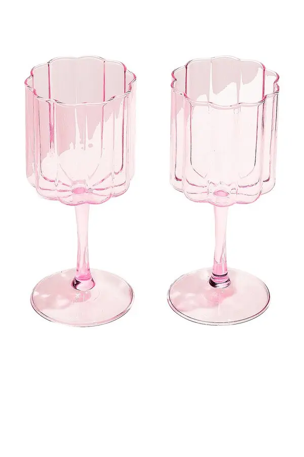 FAZEEK Wave Wine Glasses Set Of 2 - Pink