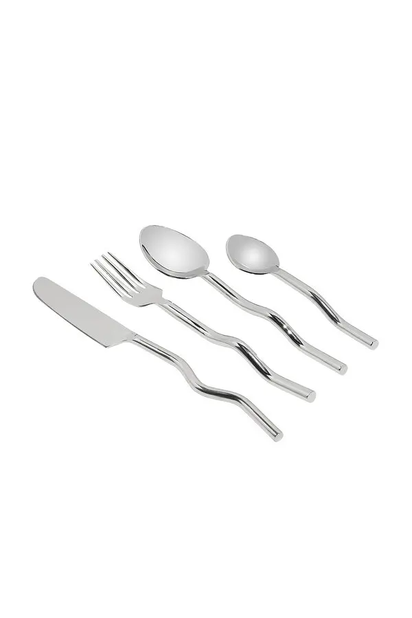 FAZEEK Wave Cutlery 4-piece Set In Metallic - Silver
