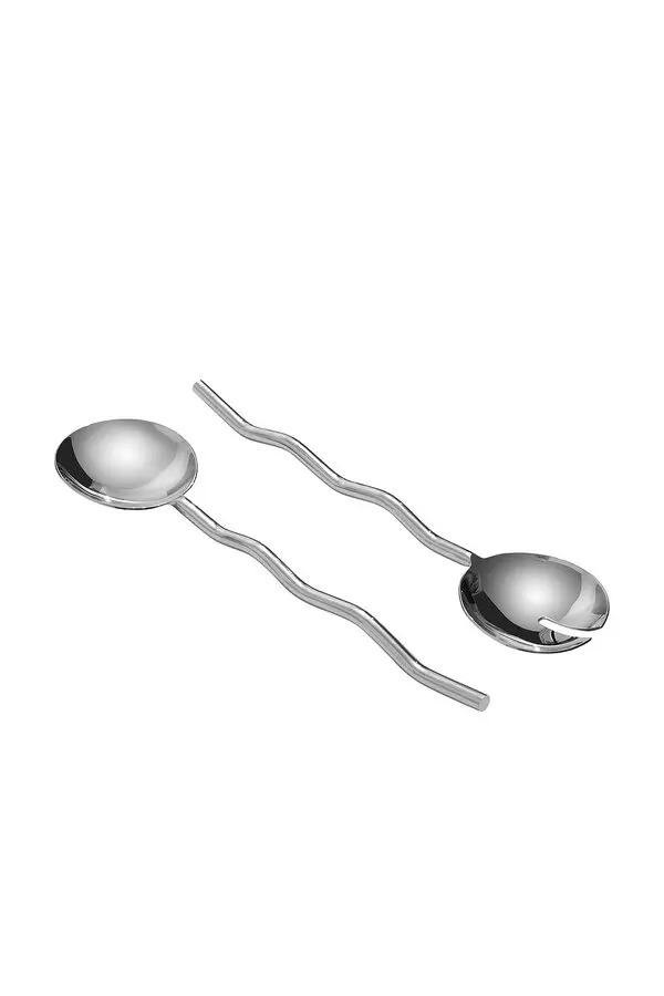 FAZEEK Wave Salad Server Set Of 2 - Silver