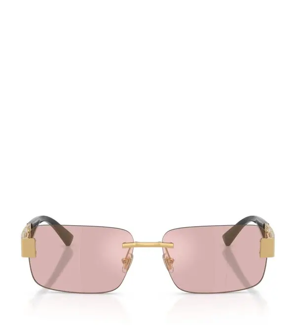 Versace Metal Rectangular Sunglasses - Gold