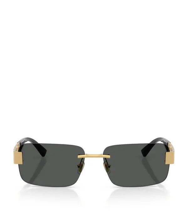 Versace Metal Rectangular Sunglasses - Gold