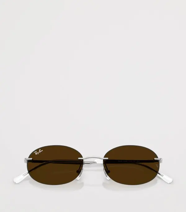 Ray-ban Metal Oval Sunglasses - Silver