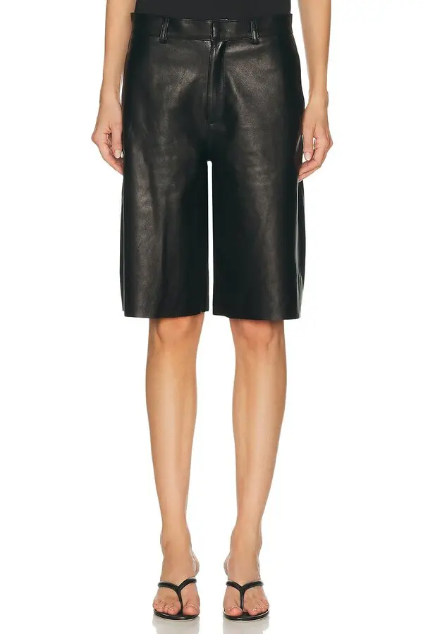 HOUSE OF DAGMAR Boxy Leather Short - Black