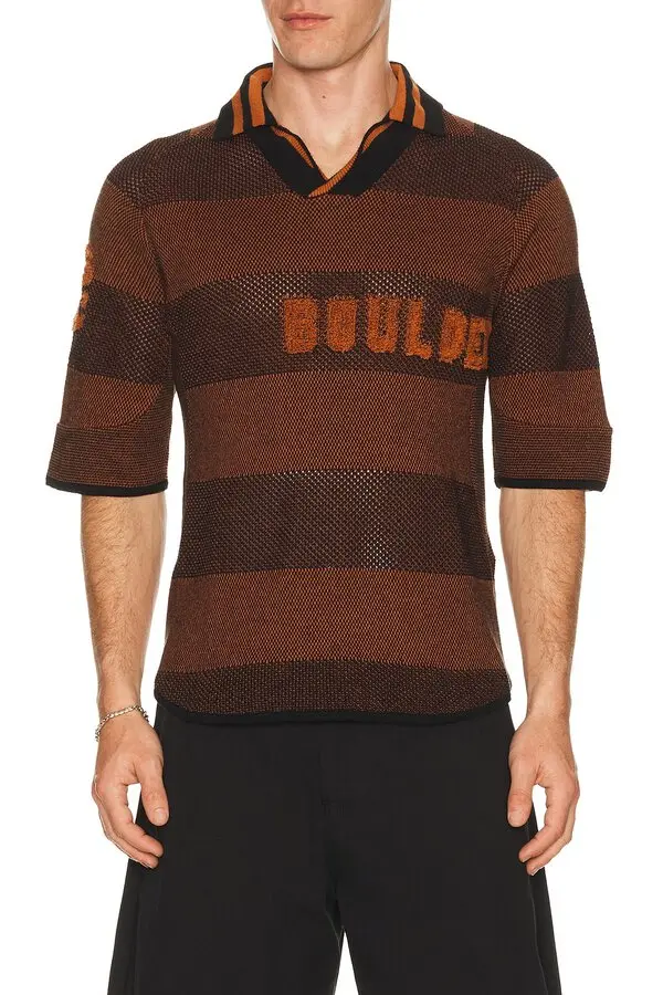 ISA BOULDER Boulder Line Polo Shirt - Rust Brown