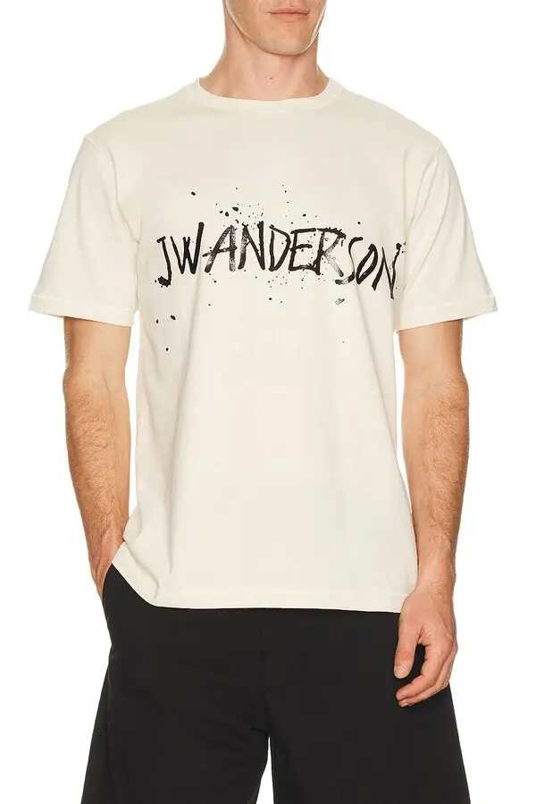 JW Anderson Circular T-shirt In Cream - Ecru