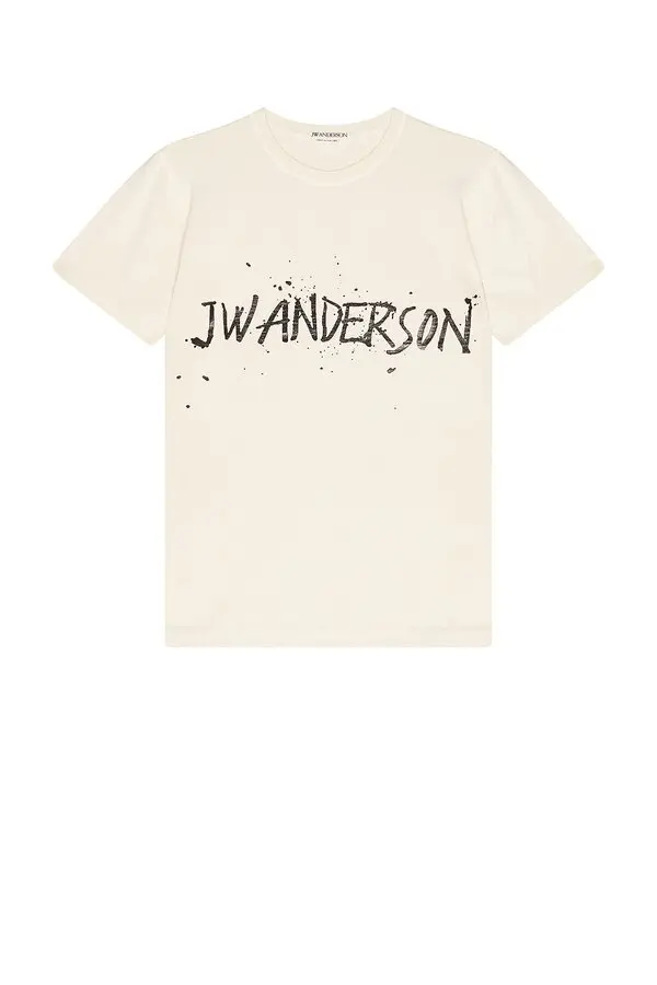 JW Anderson Circular T-shirt In Cream - Ecru