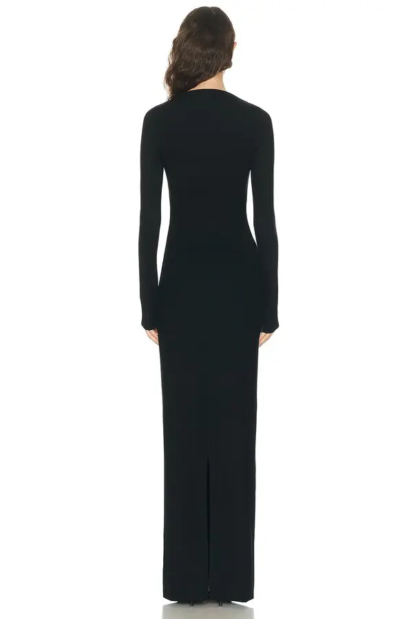 Eterne Long Sleeve Boatneck Maxi Dress - Black