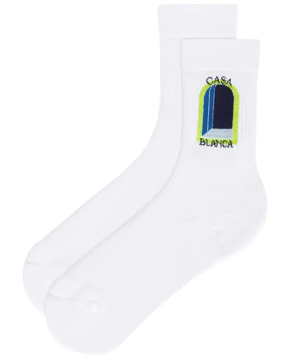 Casablanca Gradient Arch Socks - White, Blue, & Lime
