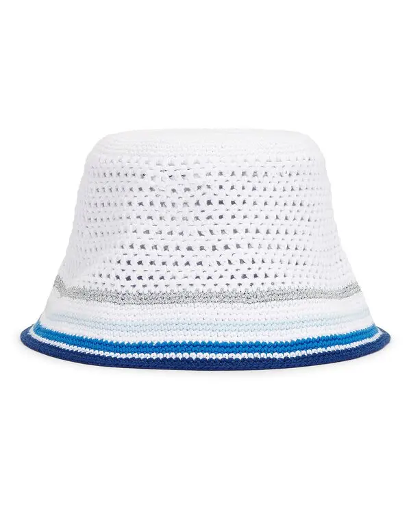 Casablanca Mesh Stripe Crochet Hat - White & Blue