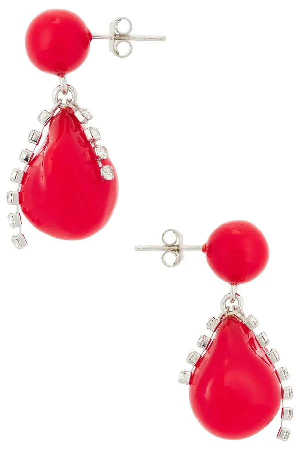 Completedworks Red Bio Resin Bead Earrings - Silver Plated