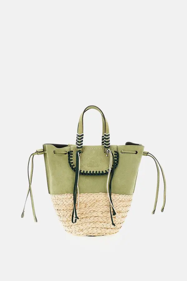 CUBA LAB Woven Raffia And Suede Leather Handbag - Multicolor