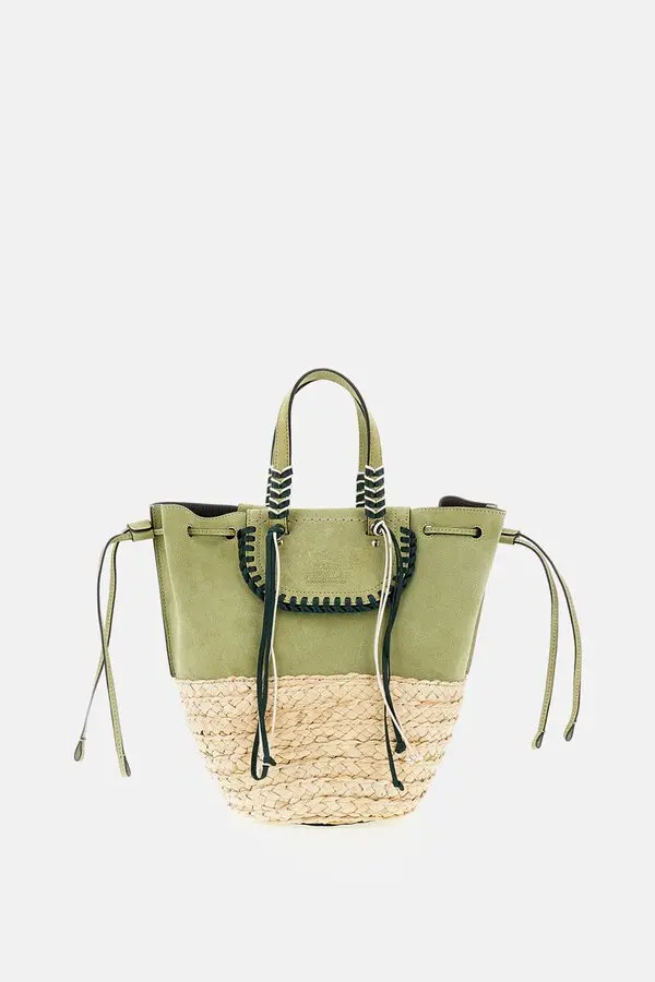 CUBA LAB Woven Raffia And Suede Leather Handbag - Multicolor