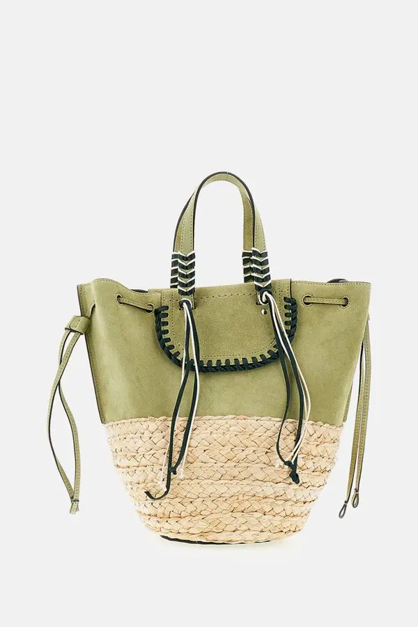 CUBA LAB Woven Raffia And Suede Leather Handbag - Multicolor