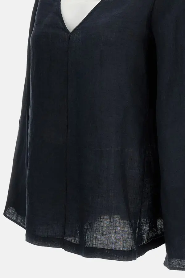 BIFFI V-neck Linen Top