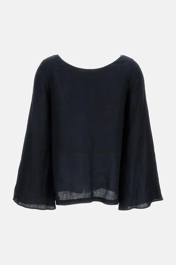 BIFFI V-neck Linen Top