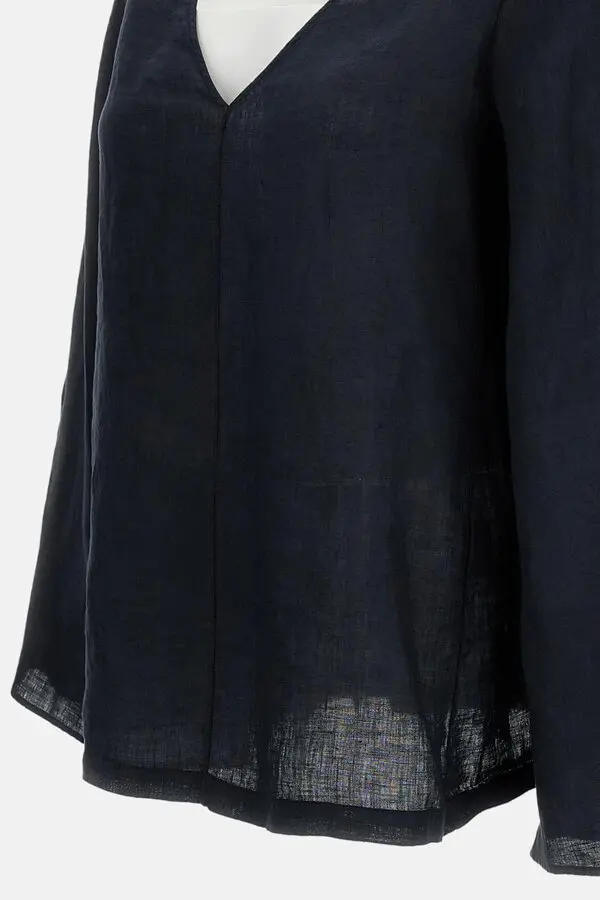 BIFFI V-neck Linen Top