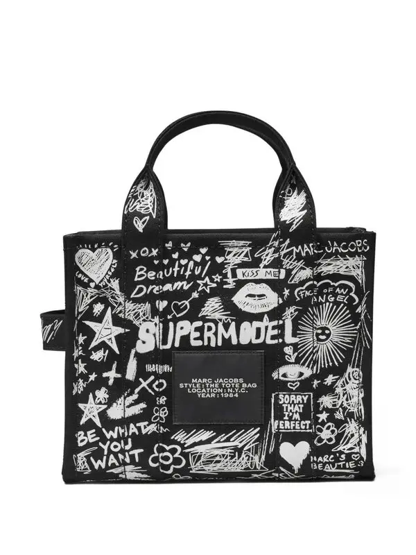 Marc Jacobs The Small Punk Scribble Canvas Tote Bag - Black