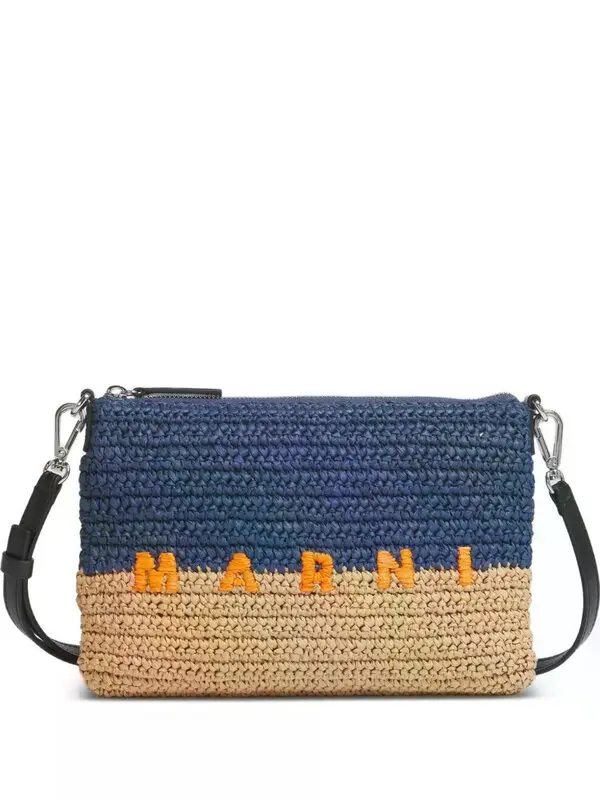 Marni Woven Lettering Messenger Bag - Blue