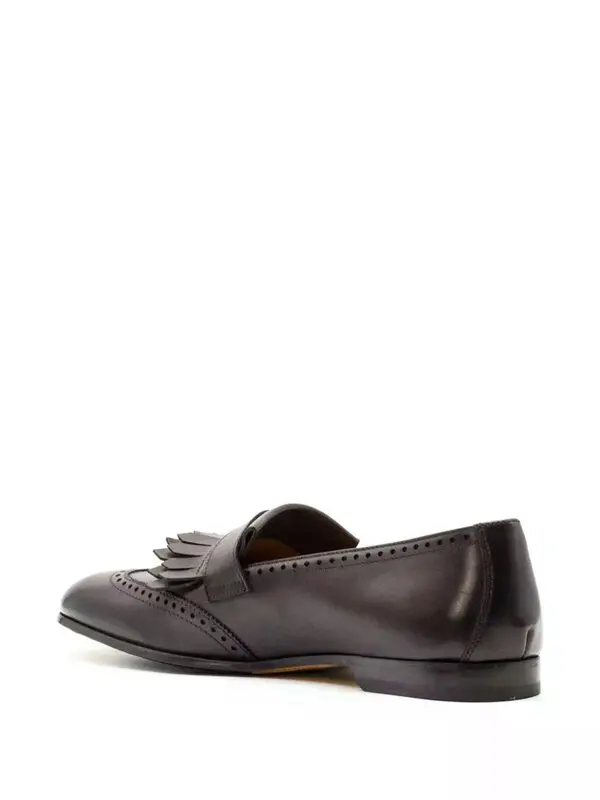 DOUCAL'S Buckled Fringed Monk Shoes - Brown