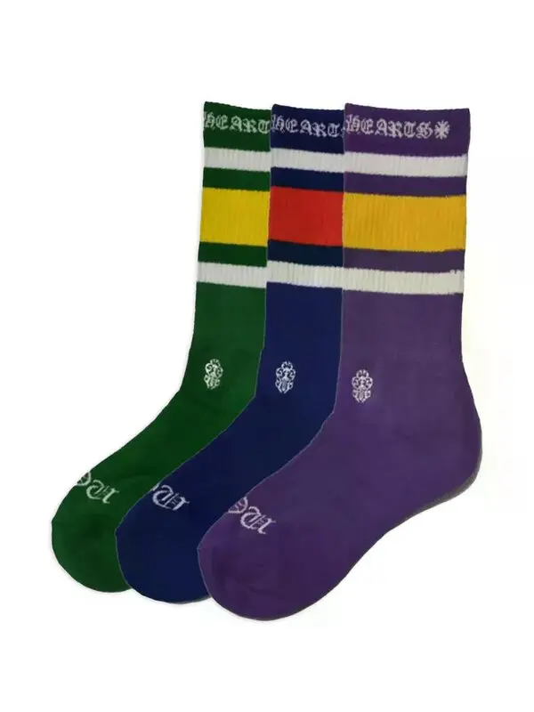 Chrome Hearts Striped Crew Socks - Blue