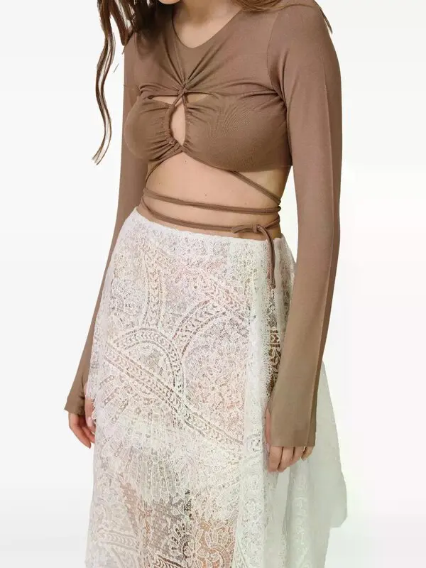 PNK Long-sleeve Cutout-detail Top - Neutrals