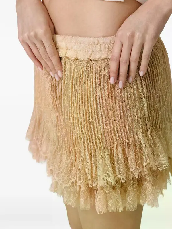 PNK Ruffled Lace-detail Mini Skirt
