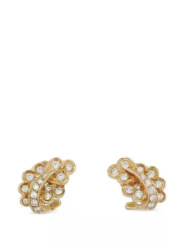 CHAUMET 18k Yellow Diamond Leaf Earrings - Gold