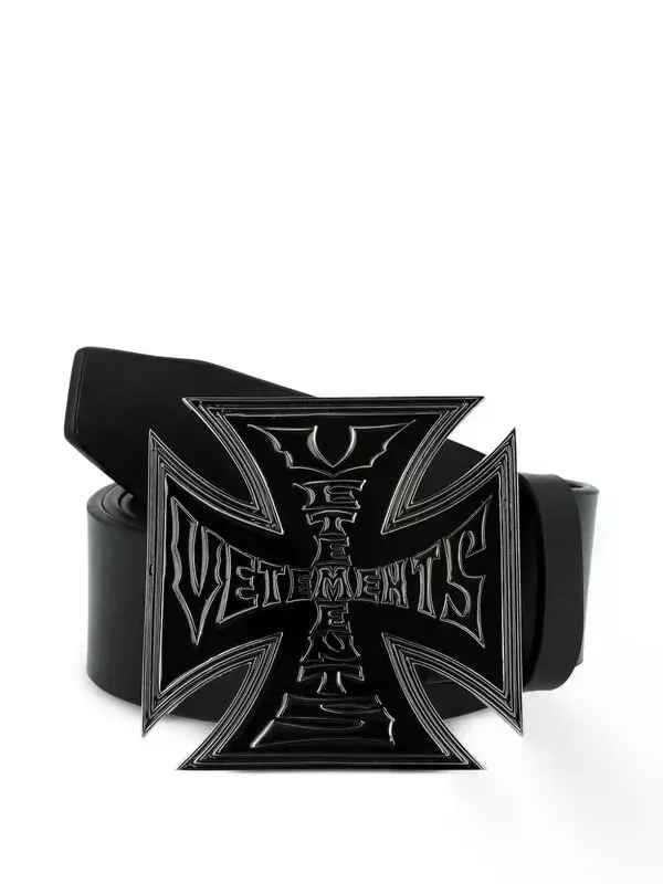 Vetements Cross-logo Belt - Black