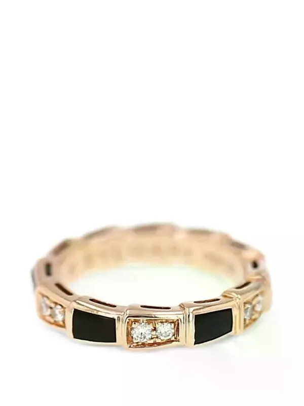 BVLGARI Diamond, Onyx And Gold Serpenti Viper Ring - Pink