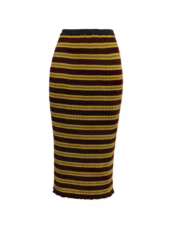 Marni Striped Ribbed-knit Midi Skirt