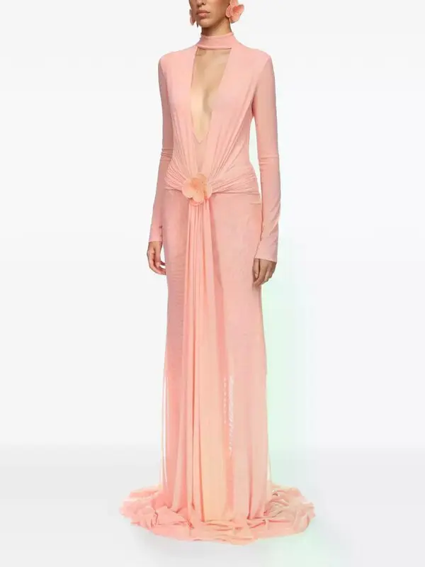 David Koma Lace Flower Gown - Pink
