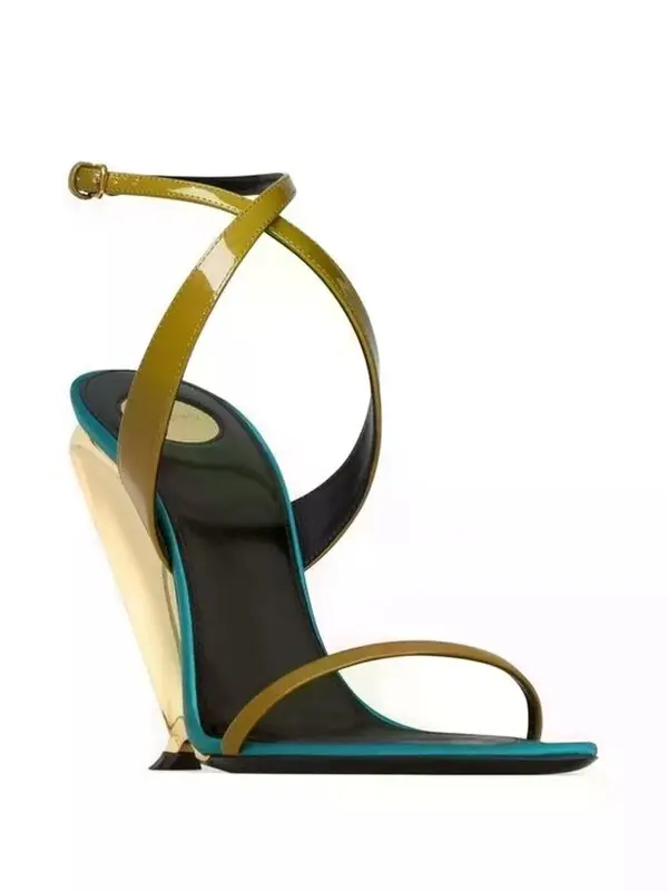 Saint Laurent Tallulah Leather Sandals - Green