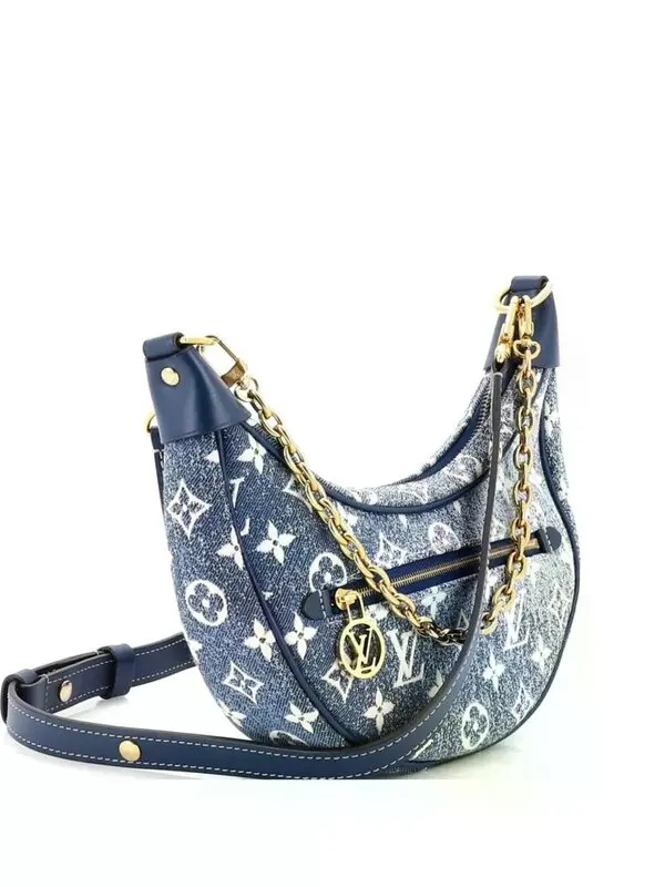 LOUIS VUITTON Loop Handbag Monogram Jacquard Denim Hobo Bag - Blue