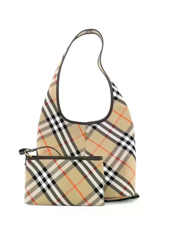 Burberry Vintage Check Canvas Small Hobo Bag - Brown