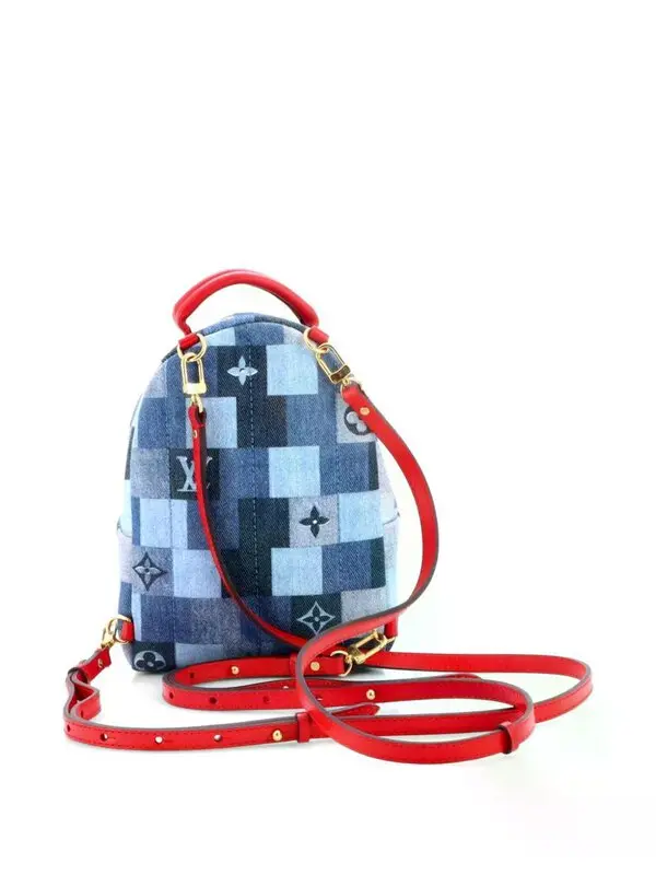 LOUIS VUITTON Palm Springs Damier And Monogram Patchwork Denim Mini Backpack - Blue