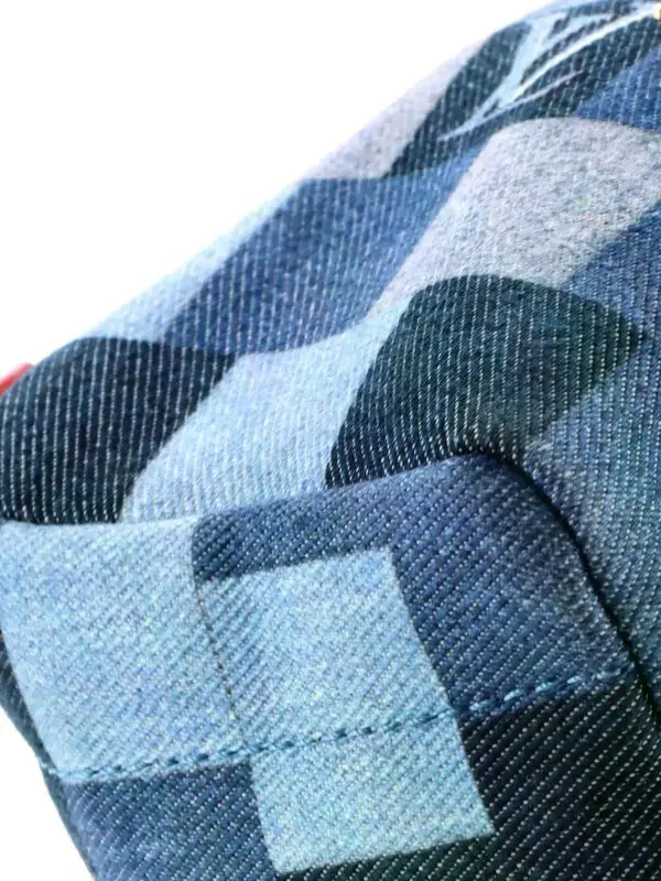 LOUIS VUITTON Palm Springs Damier And Monogram Patchwork Denim Mini Backpack - Blue