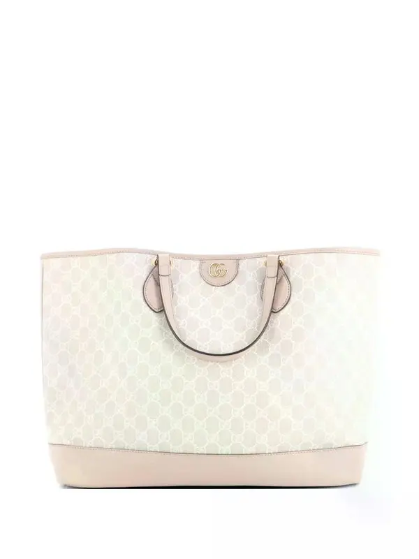 Gucci Ophidia Top Handle Shopping Gg Coated Canvas And Leather Tote Bag