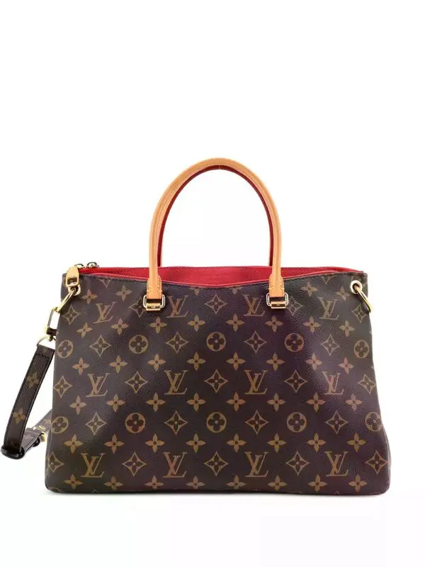 LOUIS VUITTON Pallas Tote Monogram Canvas With Leather Shoulder Bag - Red