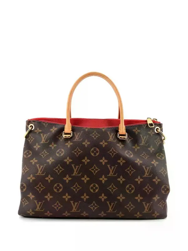 LOUIS VUITTON Pallas Tote Monogram Canvas With Leather Shoulder Bag - Red