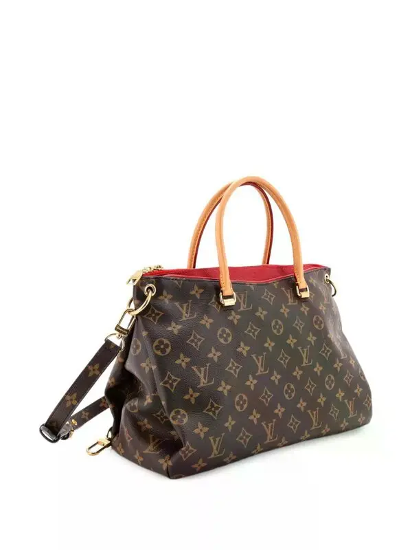 LOUIS VUITTON Pallas Tote Monogram Canvas With Leather Shoulder Bag - Red