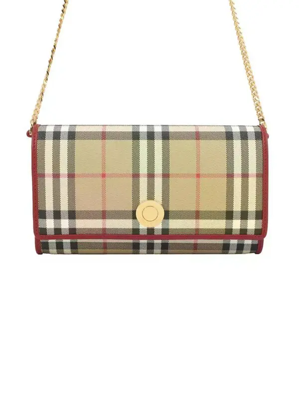 Burberry House Check Coated Canvas Wallet On Chain Crossbody Bag
