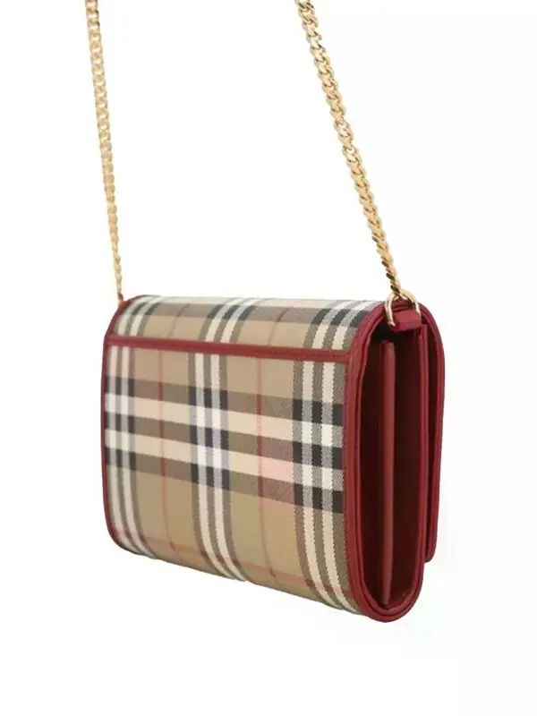 Burberry House Check Coated Canvas Wallet On Chain Crossbody Bag