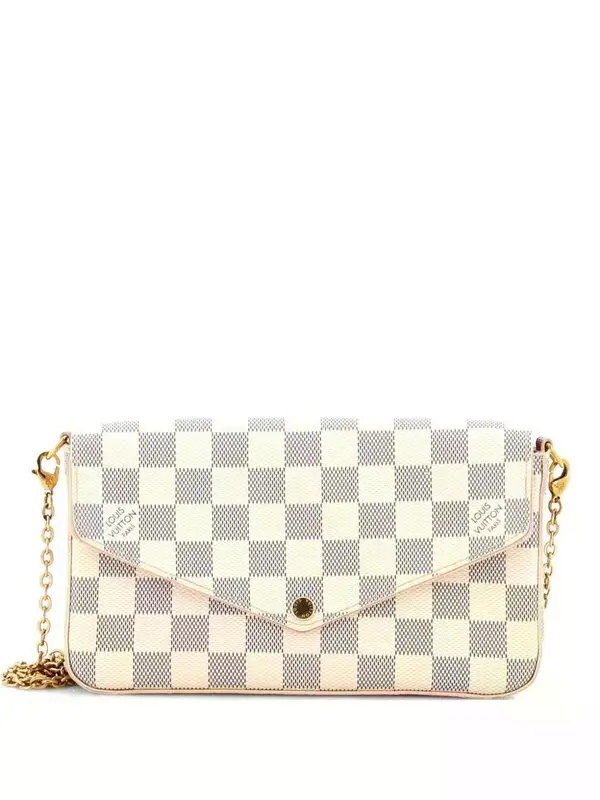 LOUIS VUITTON Felicie Pochette Damier Crossbody Bag - White