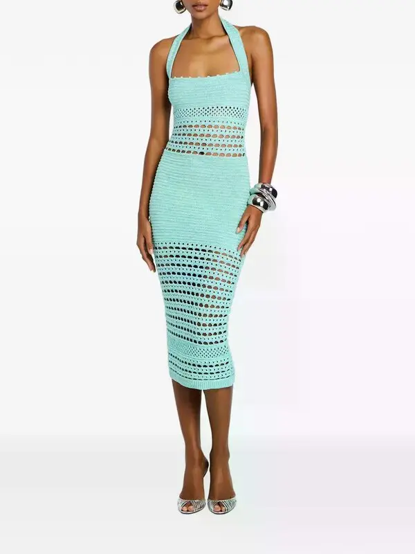 Retrofete Jaycee Crochet Halter Midi Dress