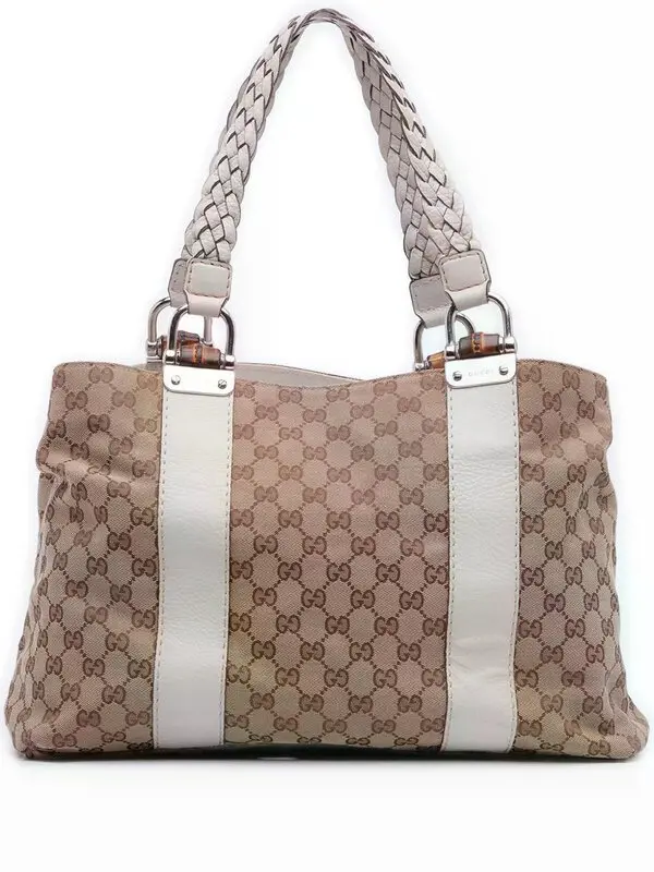 Gucci Gg Canvas Bamboo Libeccio Tote Bag - Brown